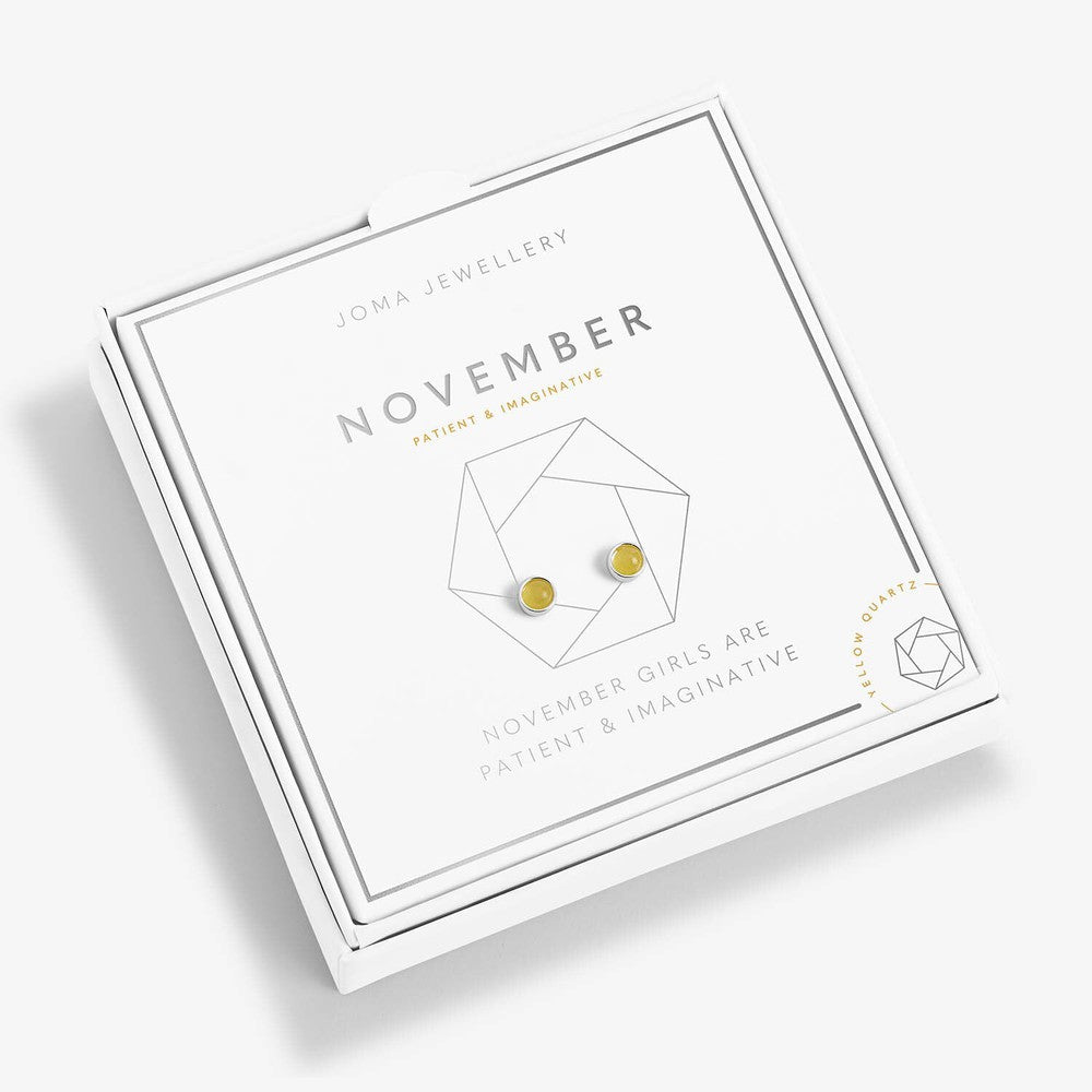 Joma Jewellery November 'Yellow Quartz' Birthstone Boxed Earrings ...