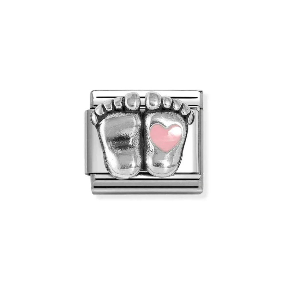 NOMINATION Classic Silver Baby Feet Pink Heart Charm– Bumbletree