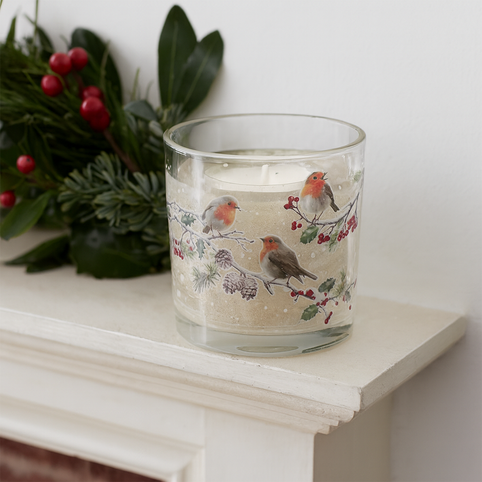 'Christmas Robin' Christmas Tree & Eucalyptus LED Gel Candle– Bumbletree
