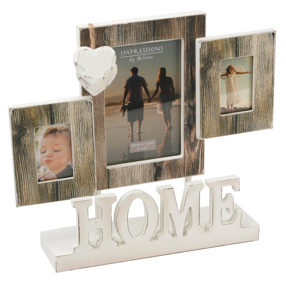 Distressed Wood Look Triple Aperture Photo Frame - Home– Bumbletree