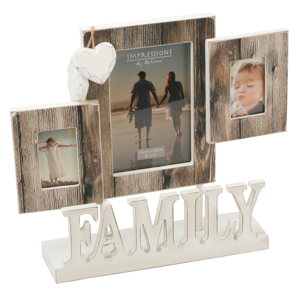 Distressed Wood Triple Aperture Photo Frame - Family– Bumbletree