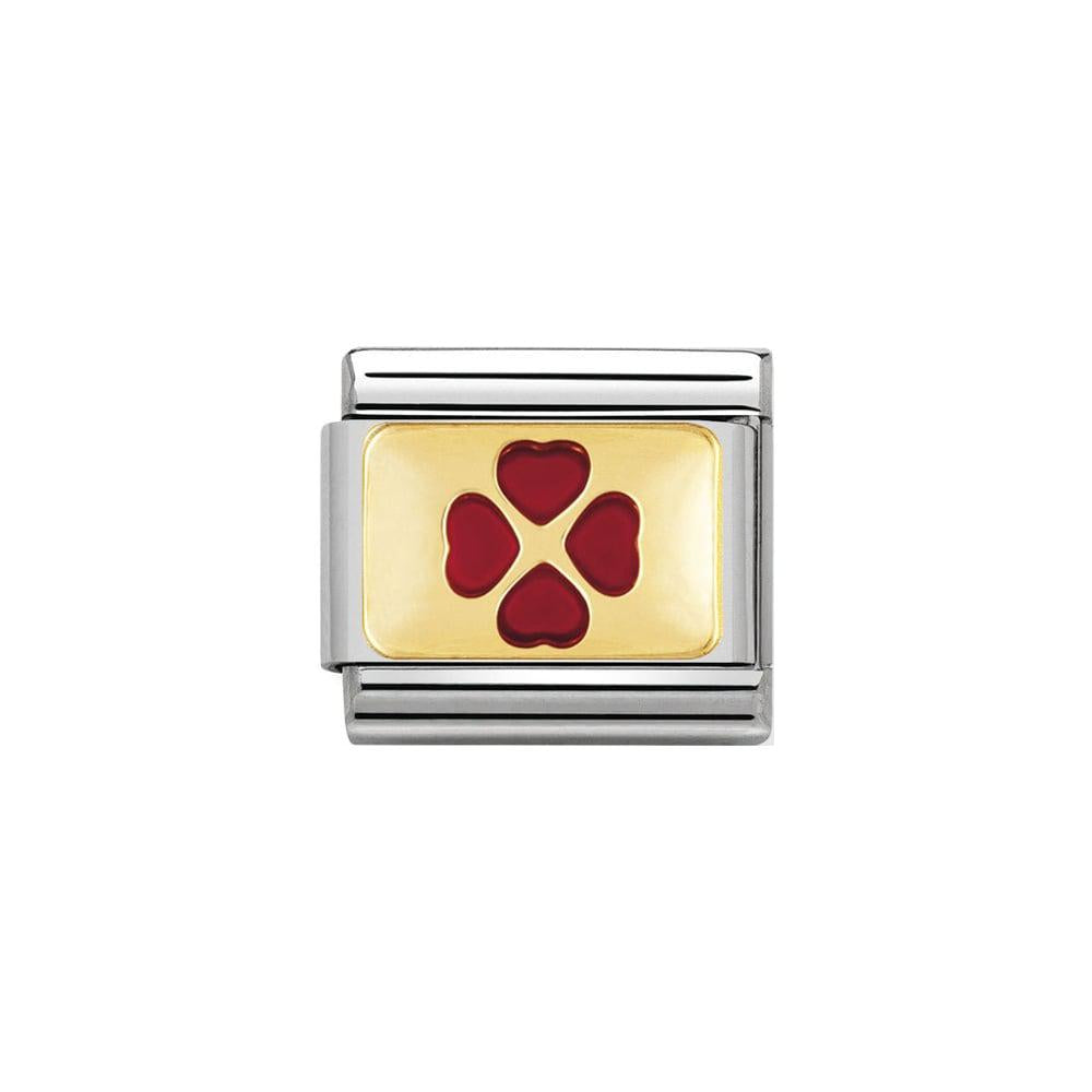 NOMINATION Classic Gold & Red Four Leaf Clover Plate Charm– Bumbletree