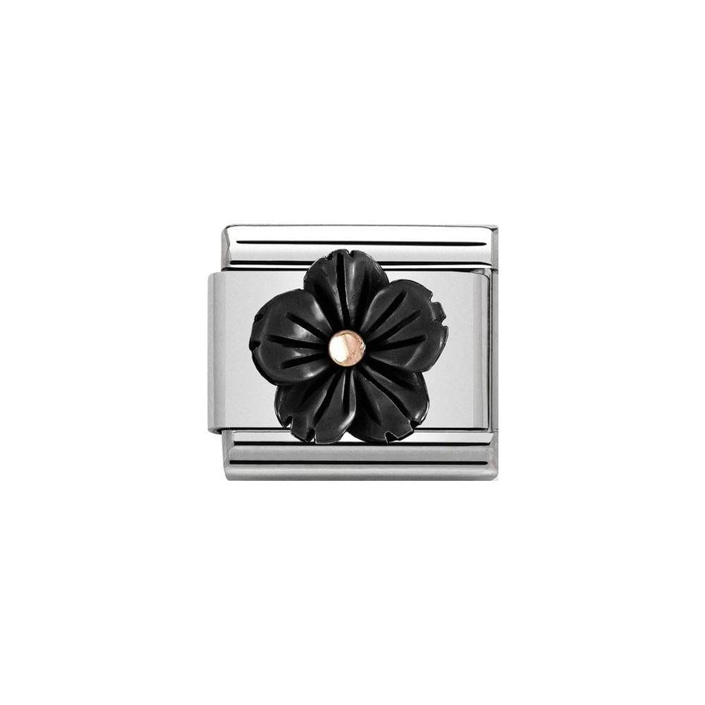 NOMINATION Classic Rose Gold & Onyx Flower Charm– Bumbletree